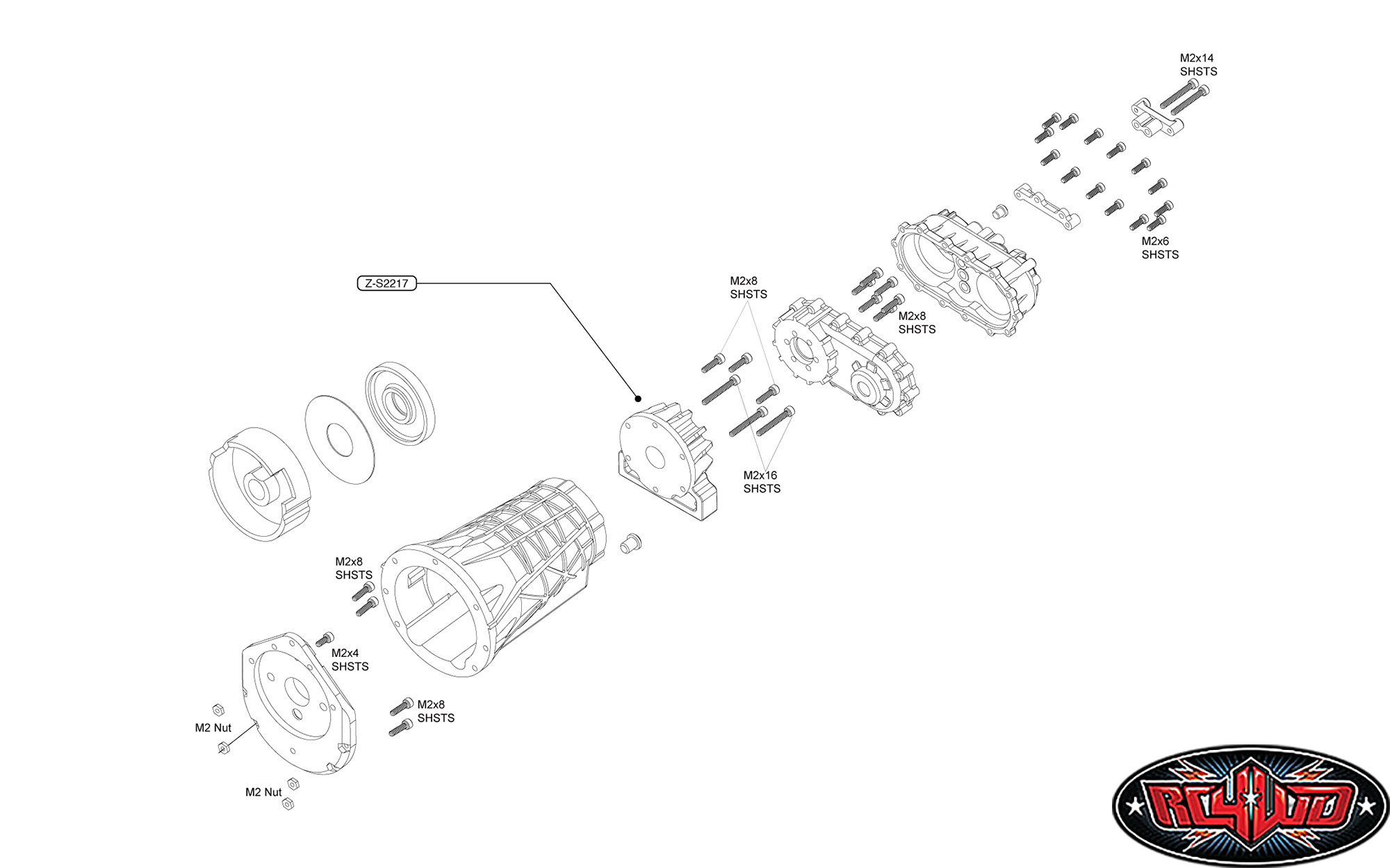 RC4WD Transmission and Transfer Case Plastic Housing Assembl